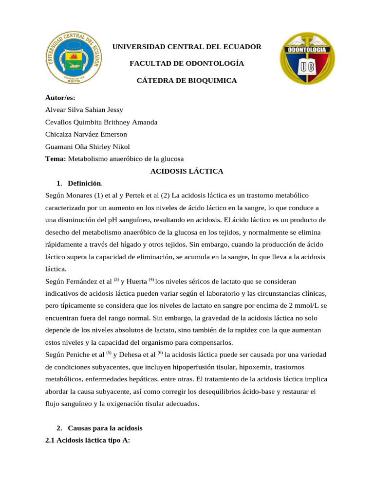 Acidosis Lactica | PDF
