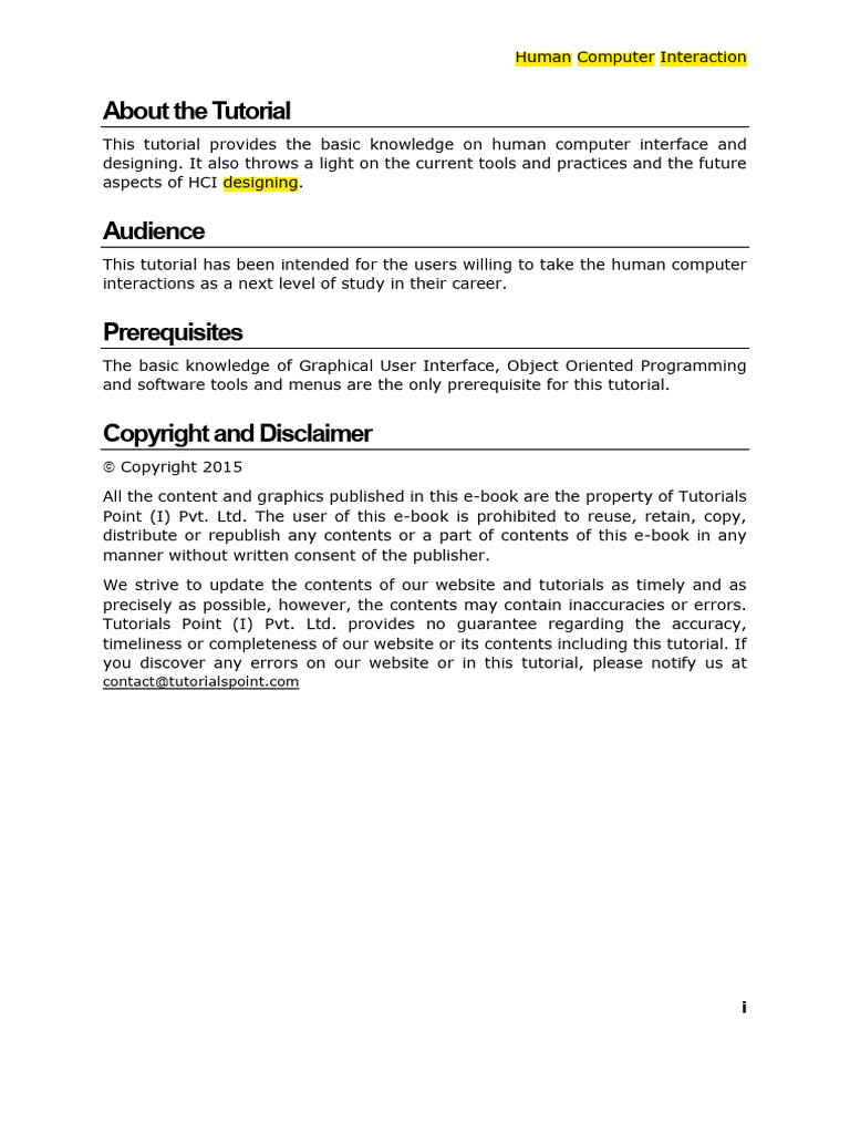 Human Computer Interaction Tutorial-Slide 1 | PDF