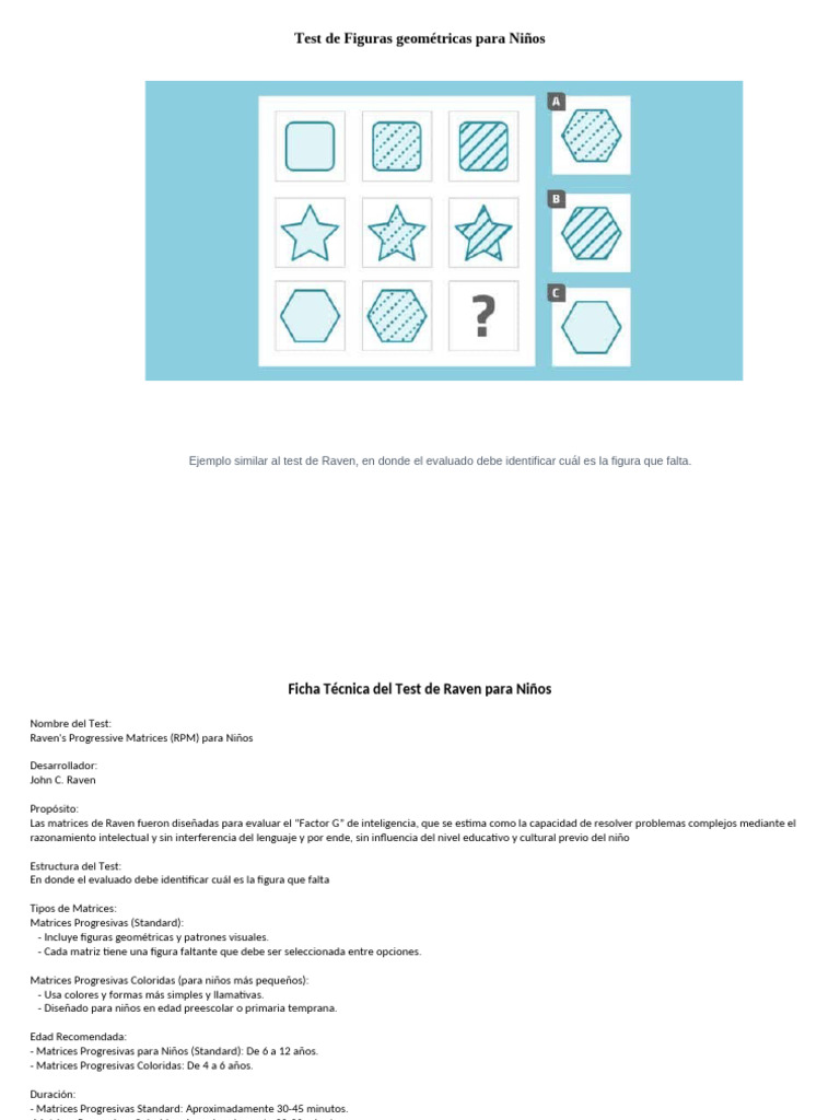 Test de Patrones para Niños FIGURAS GEOMETRICAS | PDF