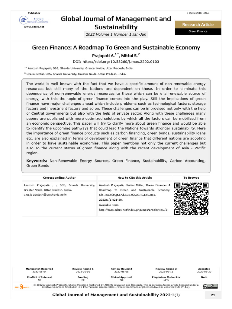 Green Finance A Roadmap To Green and Sustainable e | PDF