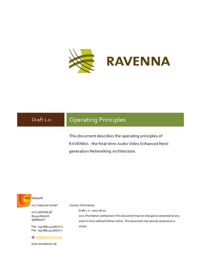 RAVENNA Operating Principles - Draft 1.0 Final | PDF