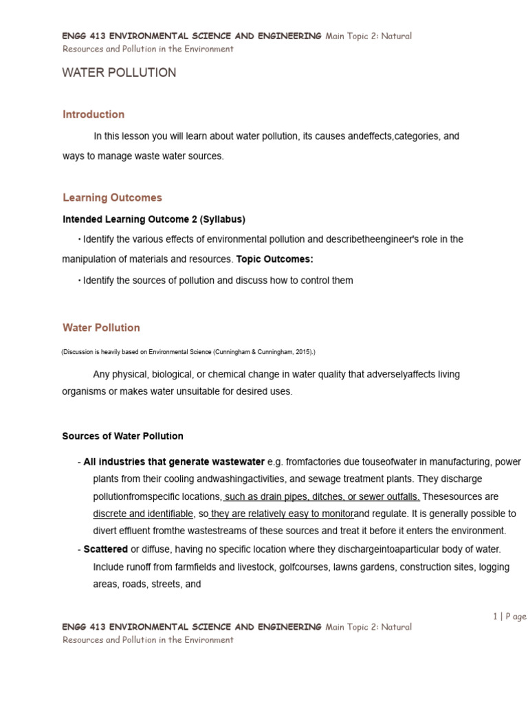 Water Pollution | PDF