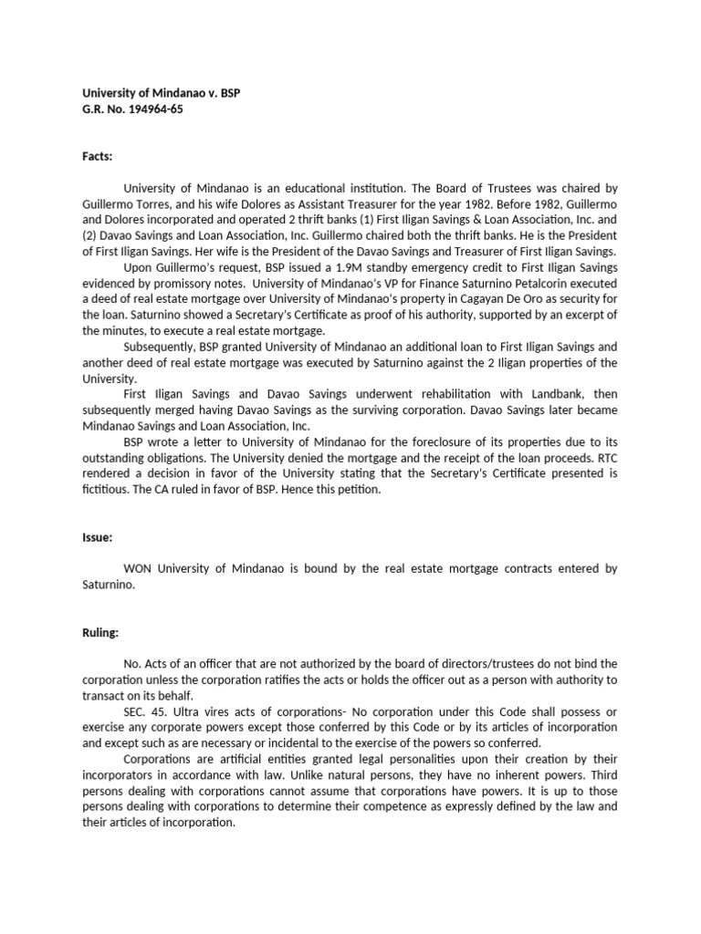 GR No. 194964-65 - University of Mindanao V BSP | PDF
