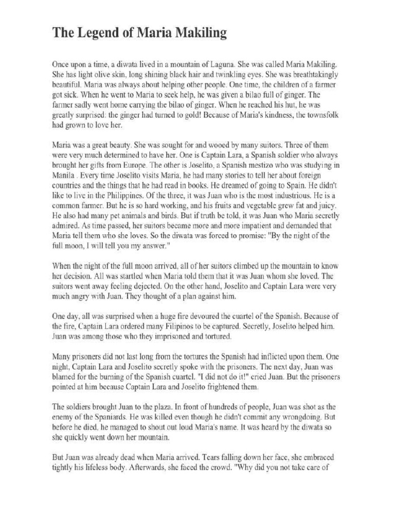 Legend of Maria Makiling | PDF