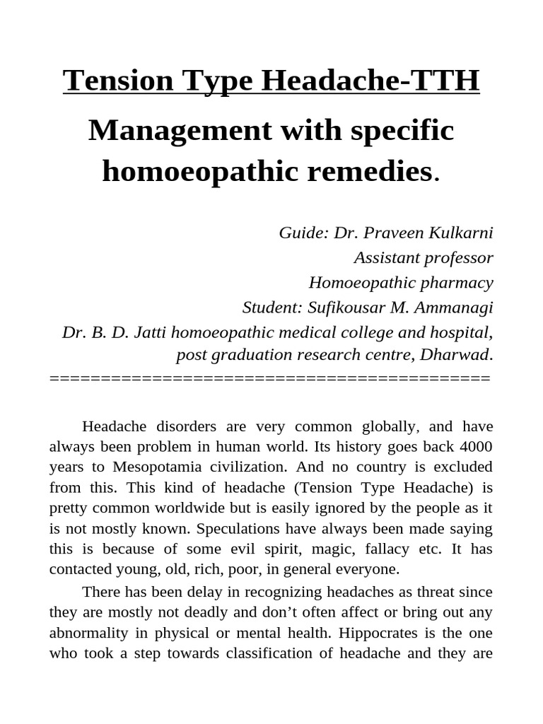 Tension Type Headache | PDF