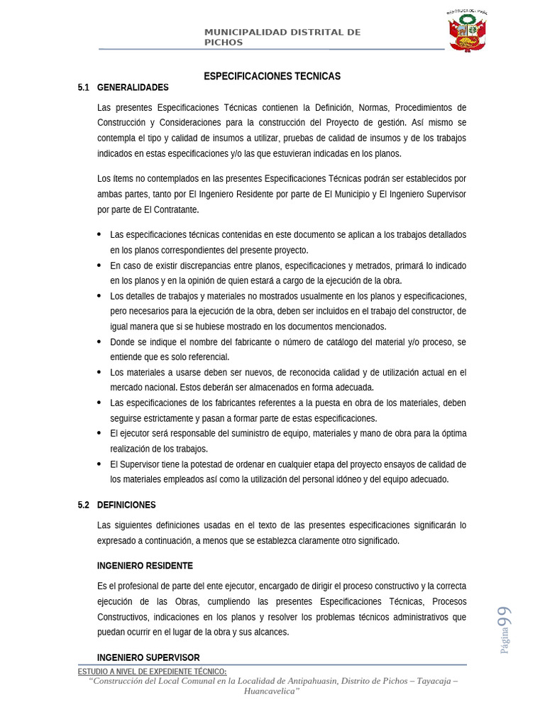5 Especificaciones Tecnicas | PDF