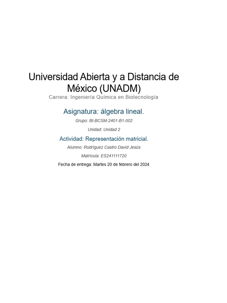 Álgebra Lineal: Matrices y Permutaciones | PDF | Matriz (Matemáticas ...