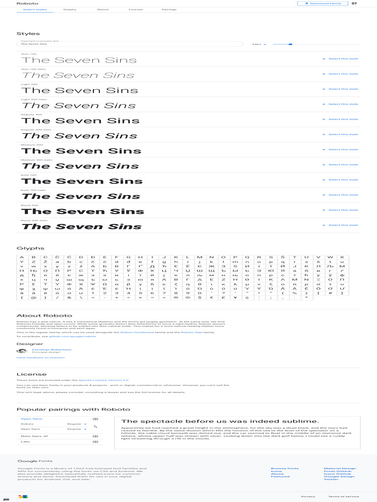 Roboto - Google Fonts | PDF