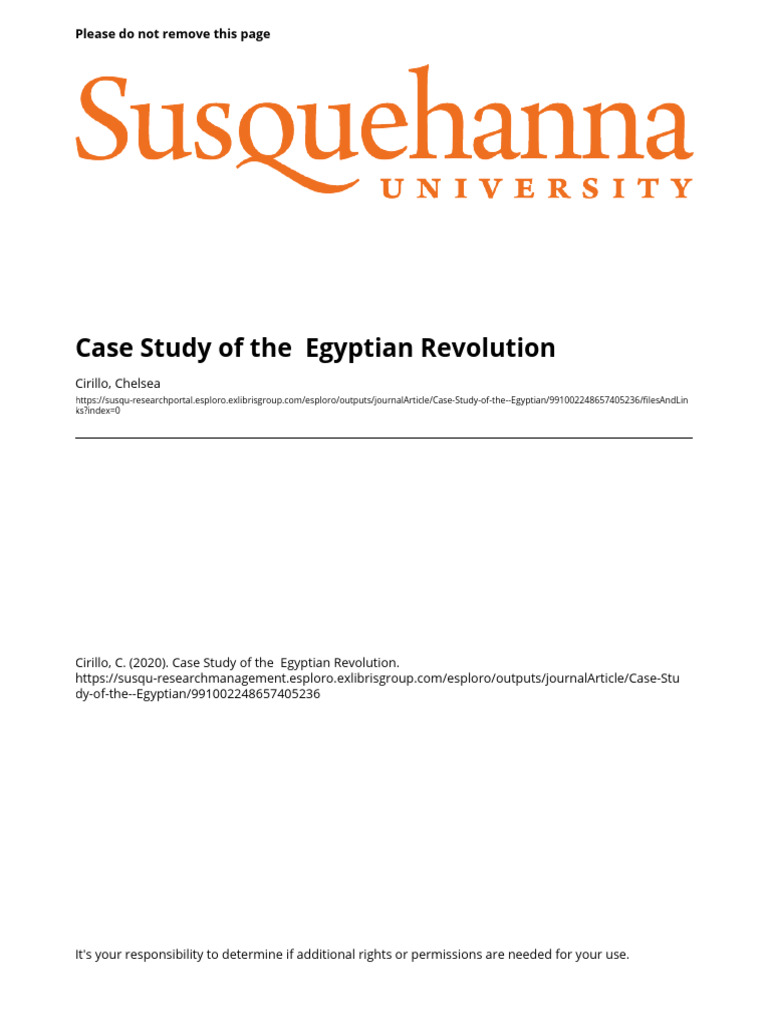 Case Study of The Egyptian Revolution | PDF