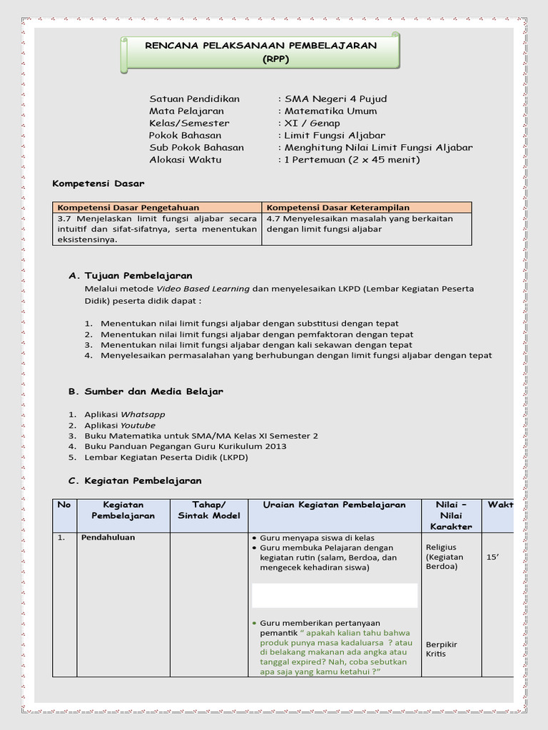 RPP Diferensiasi Pembelajaran | PDF