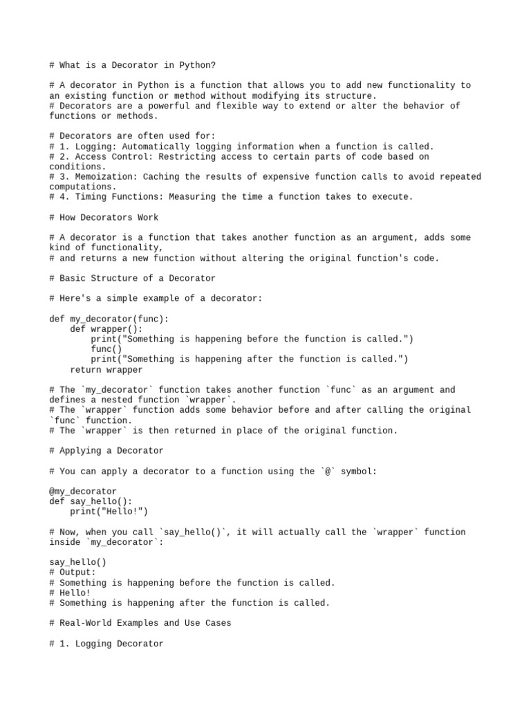 Python Decorators Explanation | PDF