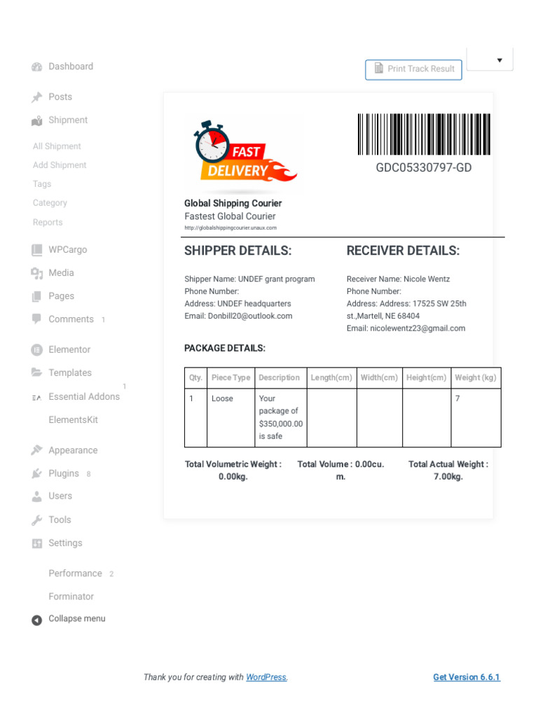 Global Shipping Courier - WordPress | PDF