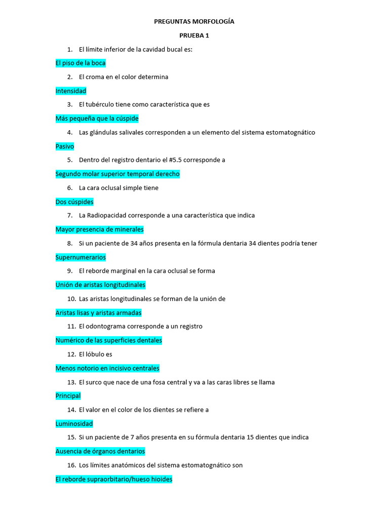Examen Morfo 4 | PDF