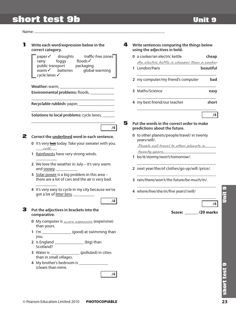 Short Test 9B1 | PDF