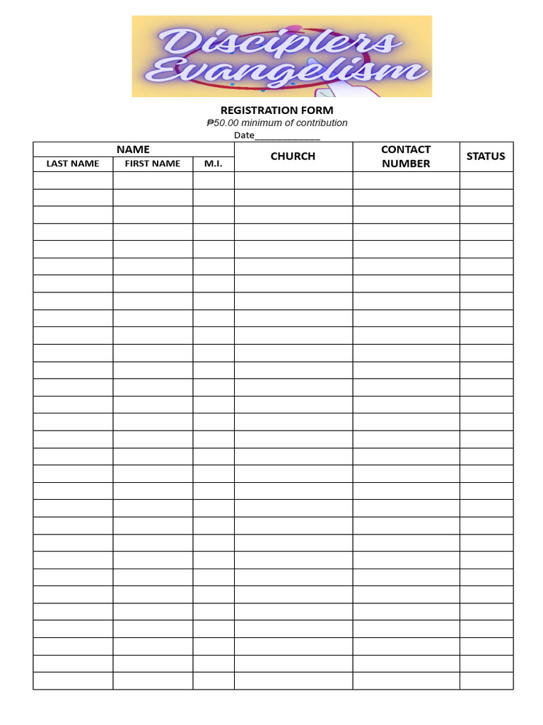 Disciplers Evangelism REGISTRATION FORM | PDF