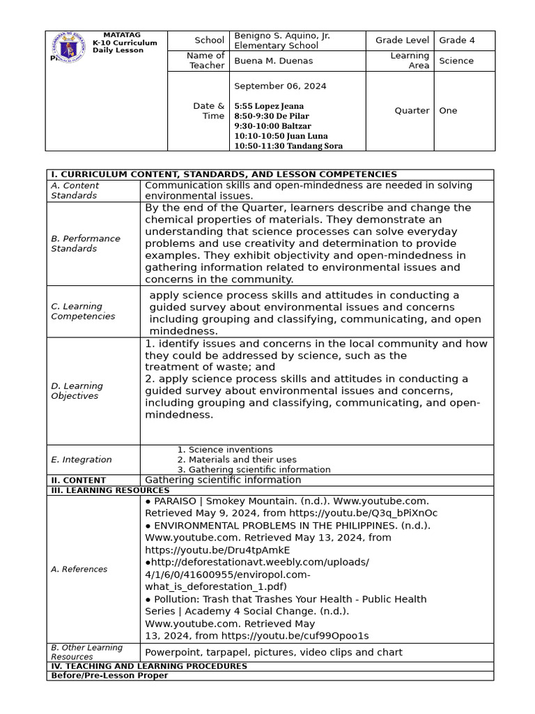 Science 4 DLP Week 6 | PDF