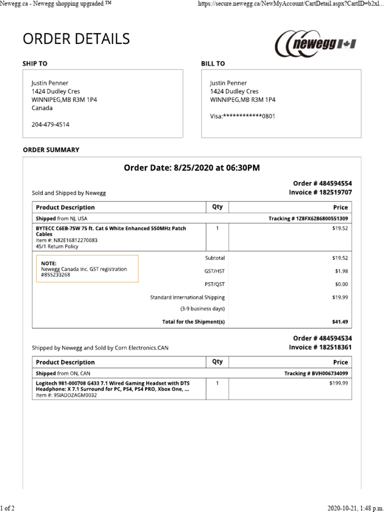 Headset Receipt | PDF