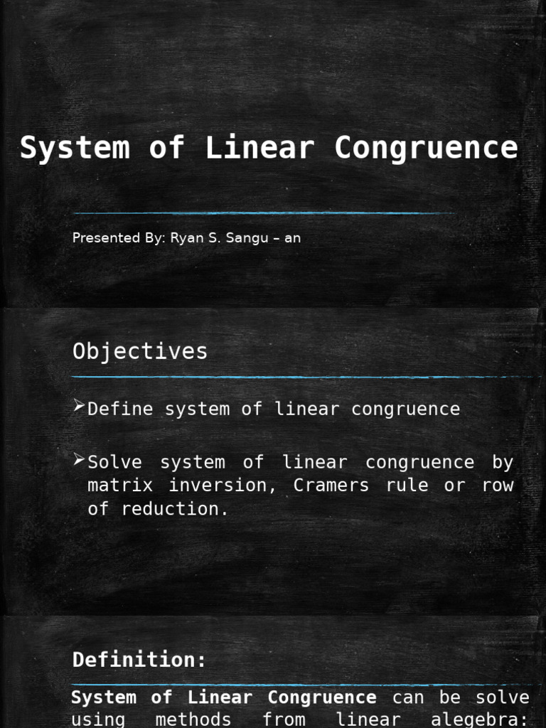System of Linear Congruence | PDF