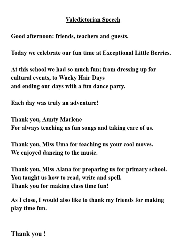 Valedictorian Speech | PDF