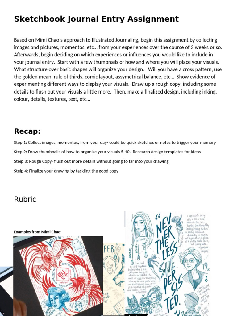 Sketchbook Journal Entry Assignment | PDF