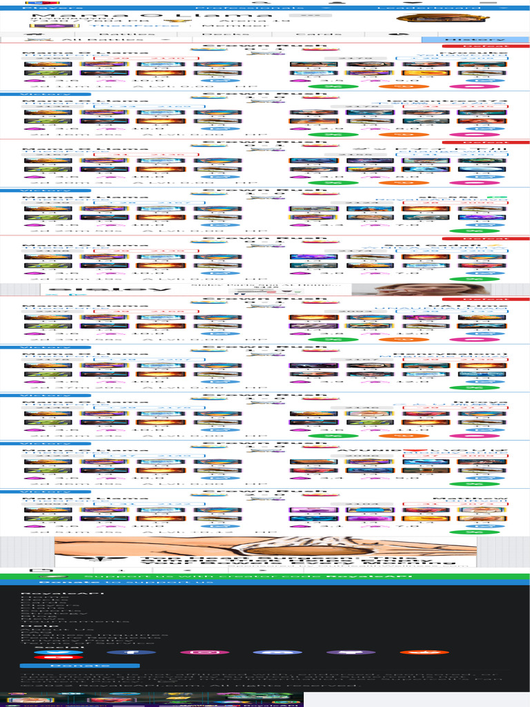 Battles History - Mama O Llama #LY008QYRJ - RoyaleAPI | PDF