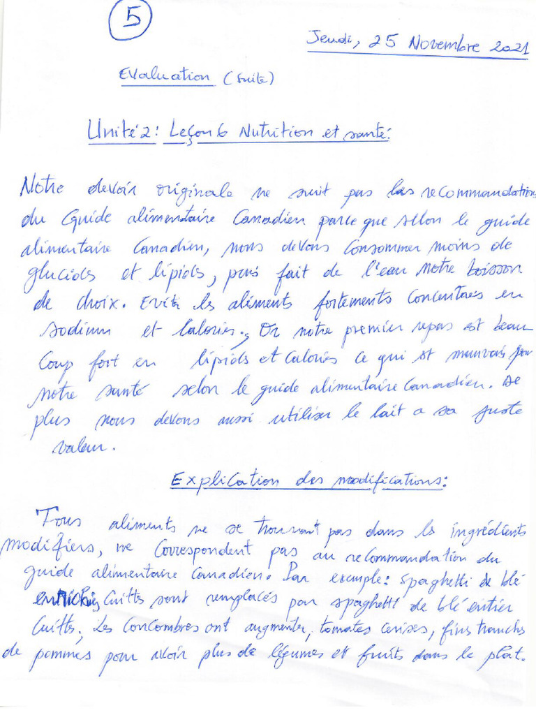 Nutrition Et Sante U2 | PDF