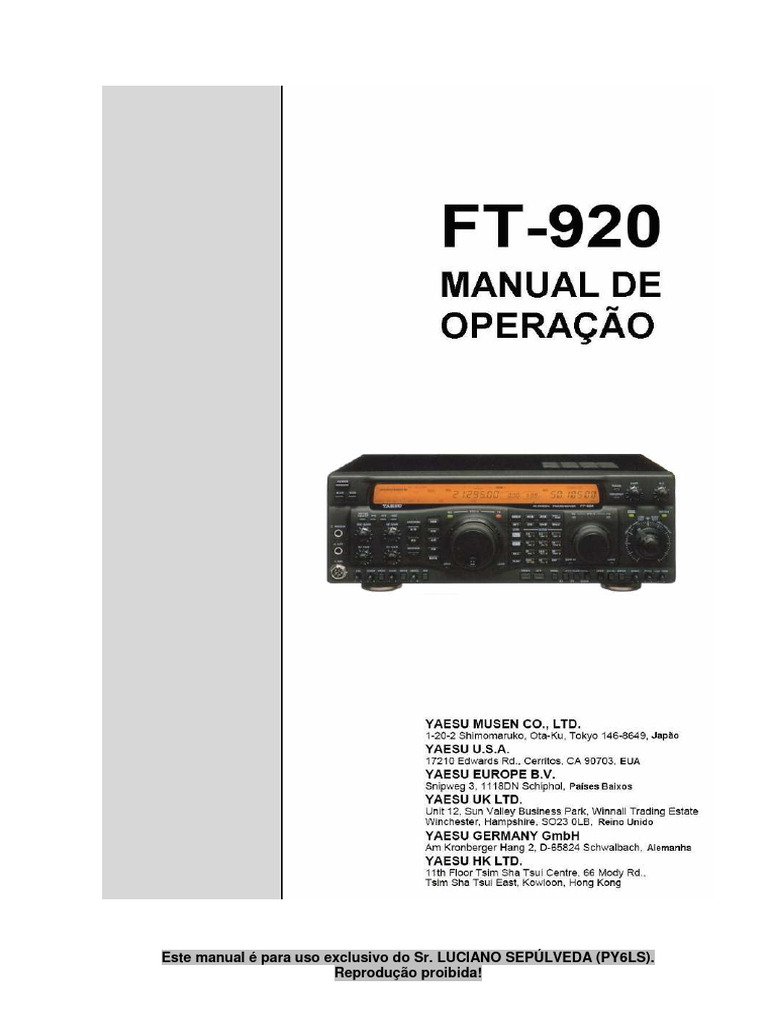 FT920 manual portugues | PDF