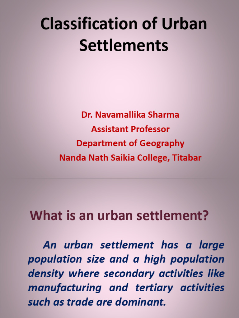 Classification of Urban Settlement | PDF