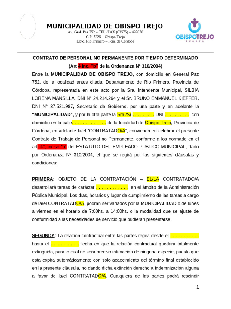 03 - Contrato Por Tiempo Determinado | PDF