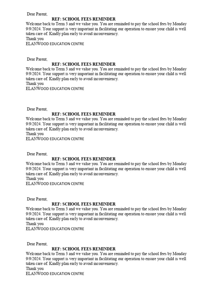 Fee Reminder | PDF