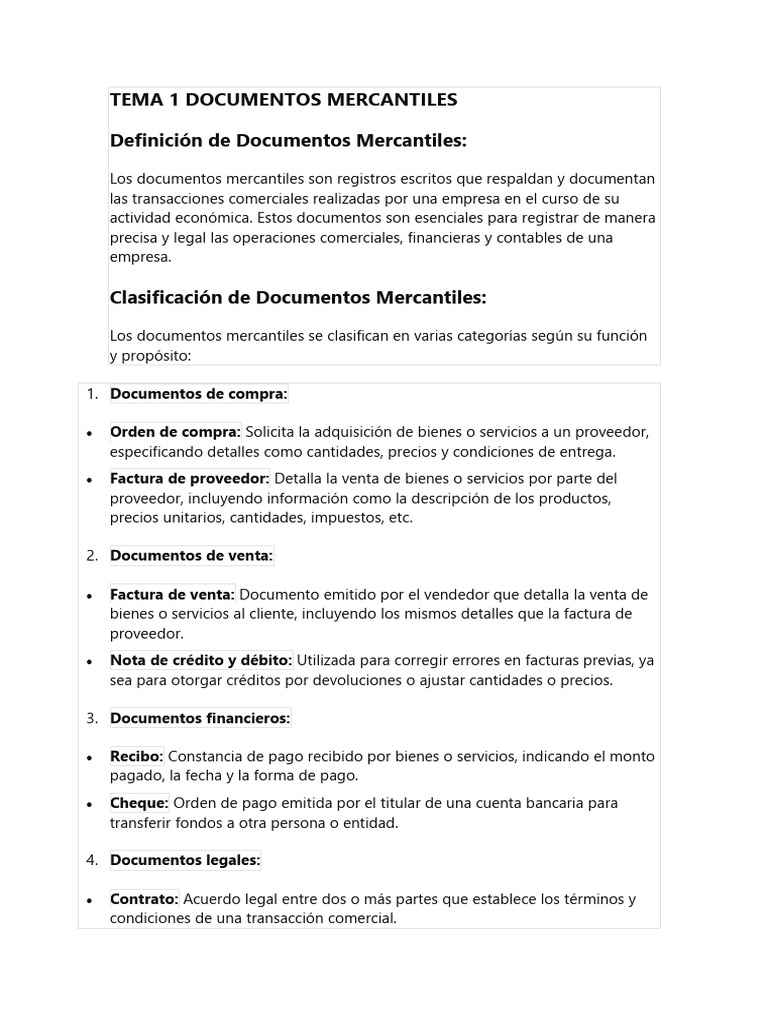 Tema 4 Documentos Mercantiles | PDF