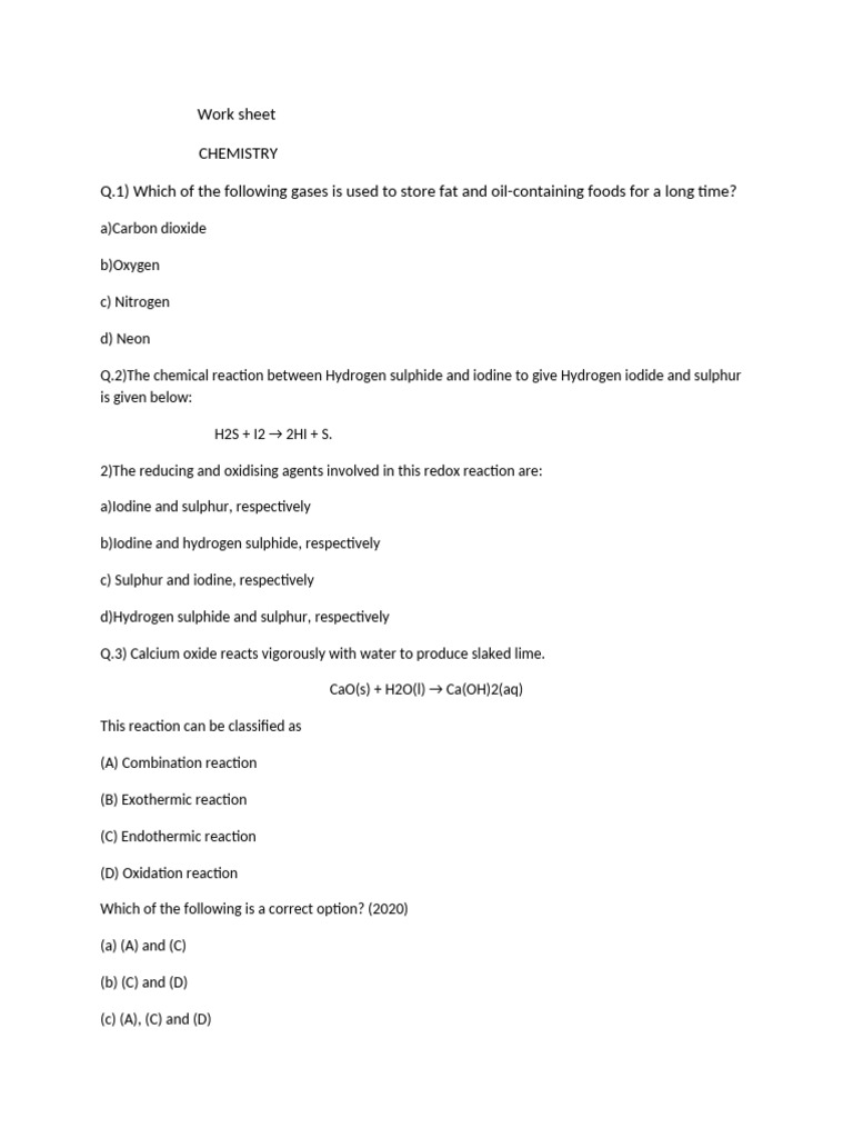 Work Sheet Grade 10 | PDF