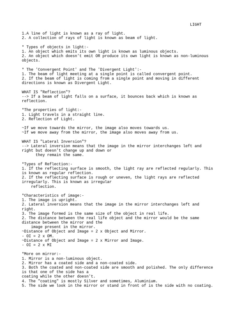 Science Chap-15 Light (Notes) | PDF