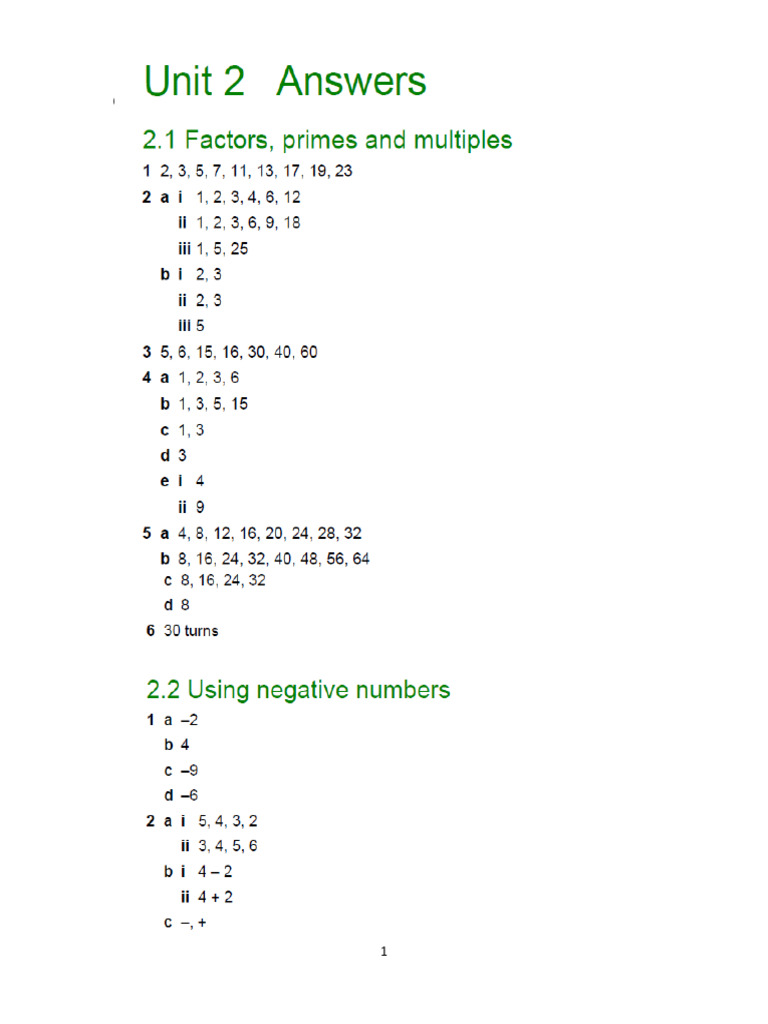 Unit 2 Answer Key | PDF