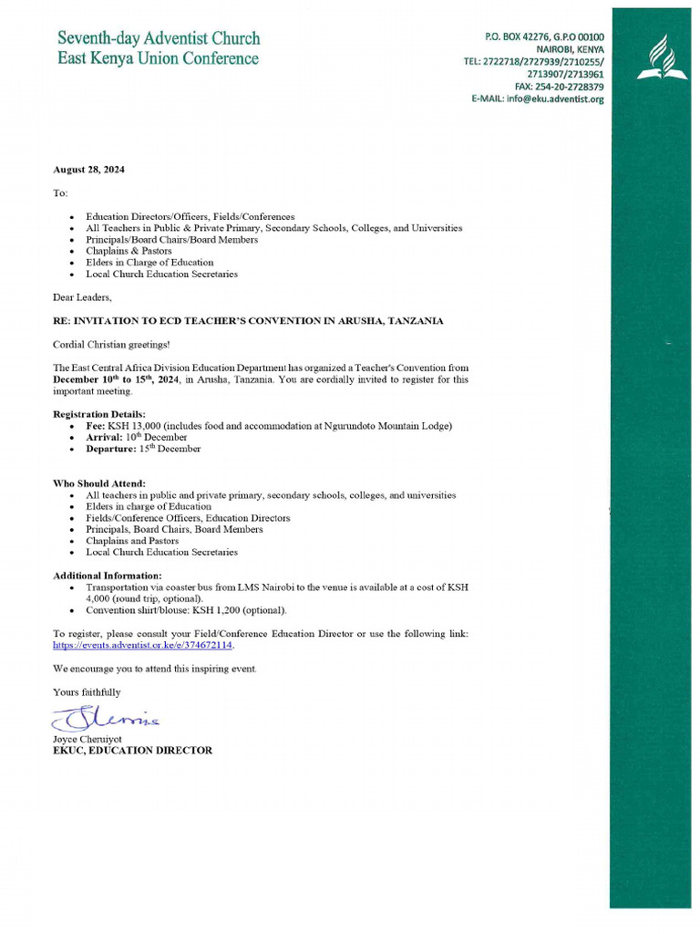 ECD Teachers Convention Letter To Fields and Conferences | PDF