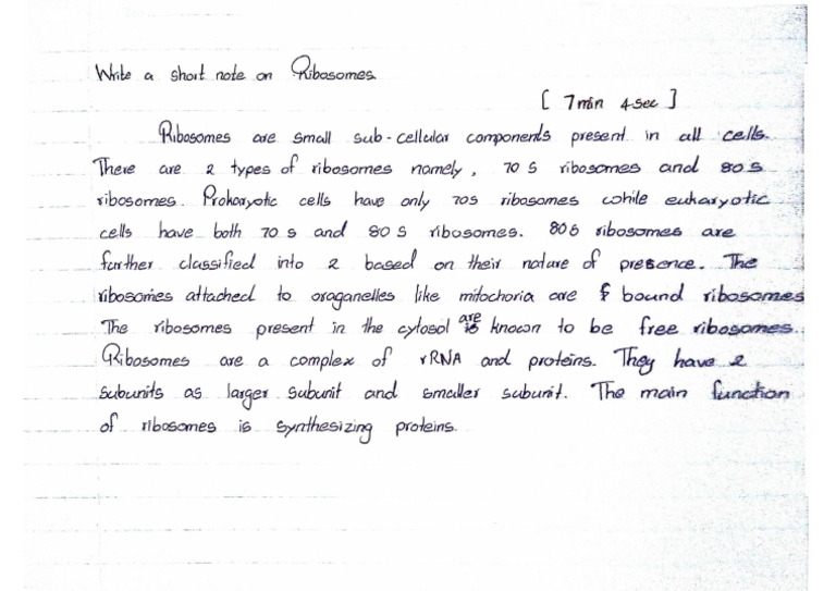 Write a short note on Ribosomes | PDF