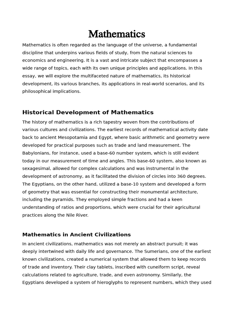 mathematics essay | PDF