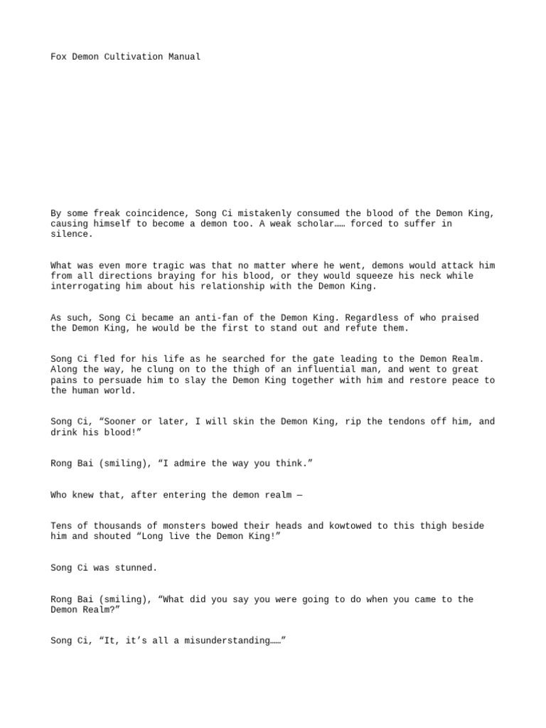 Fox Demon Cultivation Manual Ch1 - Ch101 Extra No Bold Italic - Feng Ge ...