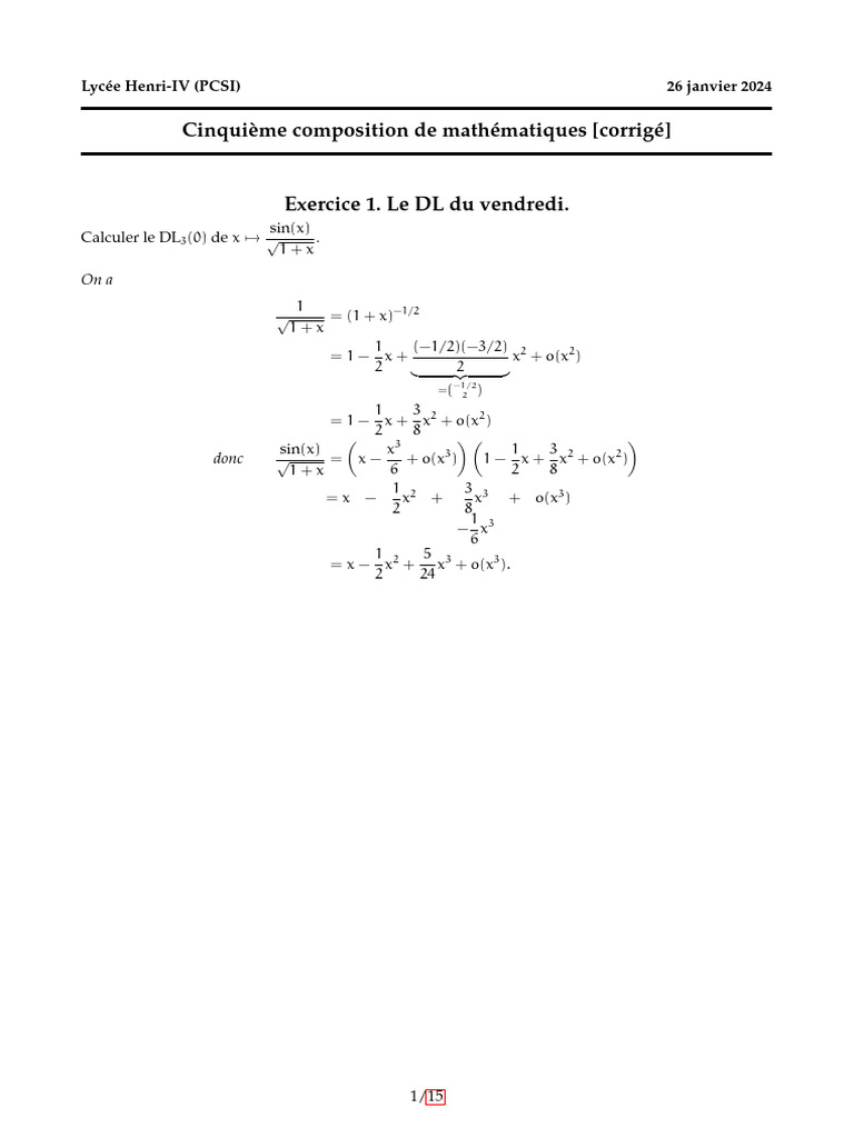 ds05 Rang1 Corrige | PDF