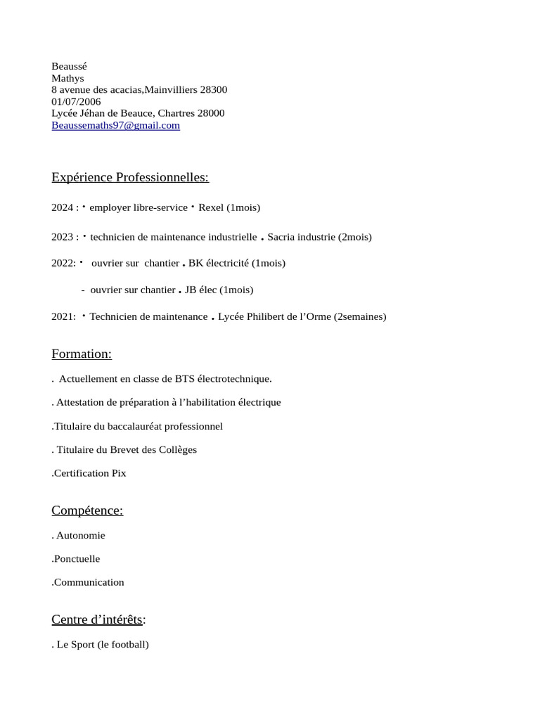 CV Mathys Beaussé | PDF