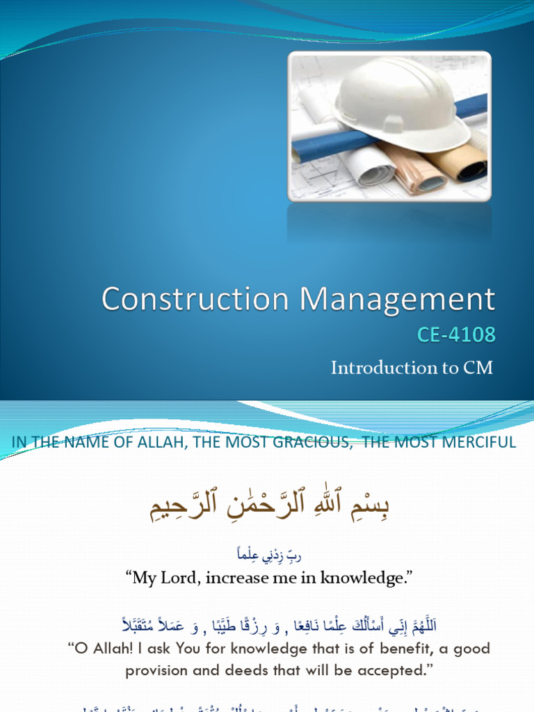 Lecture 1 Introduction Construction Management | PDF | Project Management