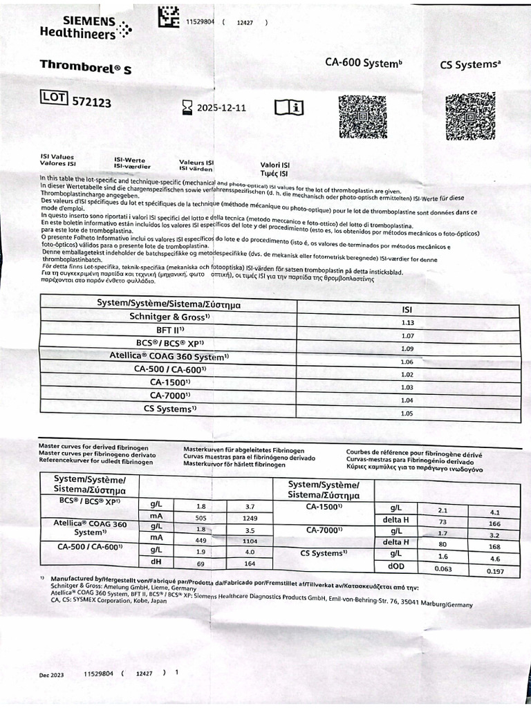 Thromborel ISI 572123 | PDF
