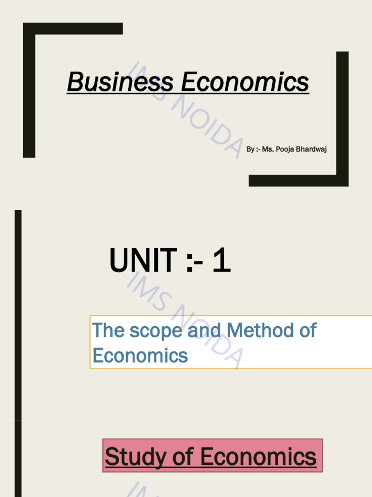 Notes Business Economics Unit 1 | PDF