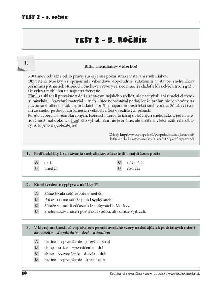 PZ Test 2 - 5 Rocnik | PDF