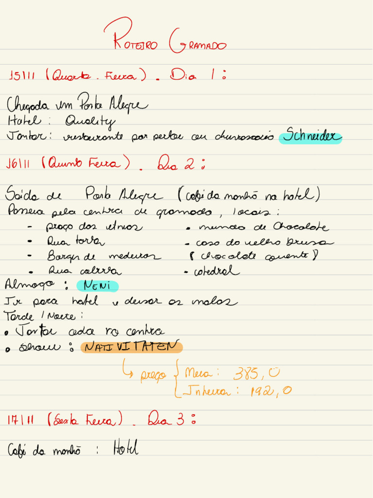 Roteiro Gramado | PDF