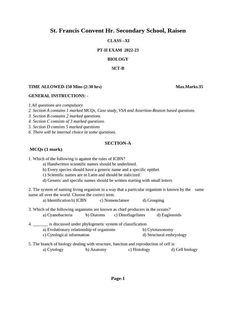 Xi Bio PT2 Set B | PDF