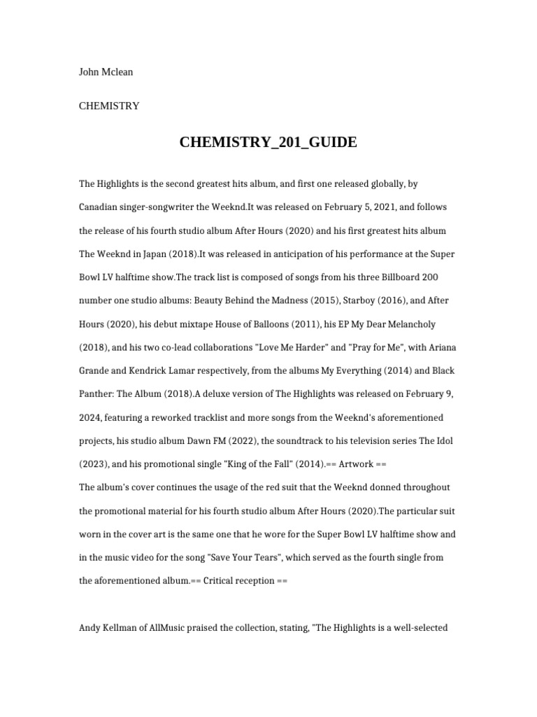 Chemistry 201 Guide | PDF