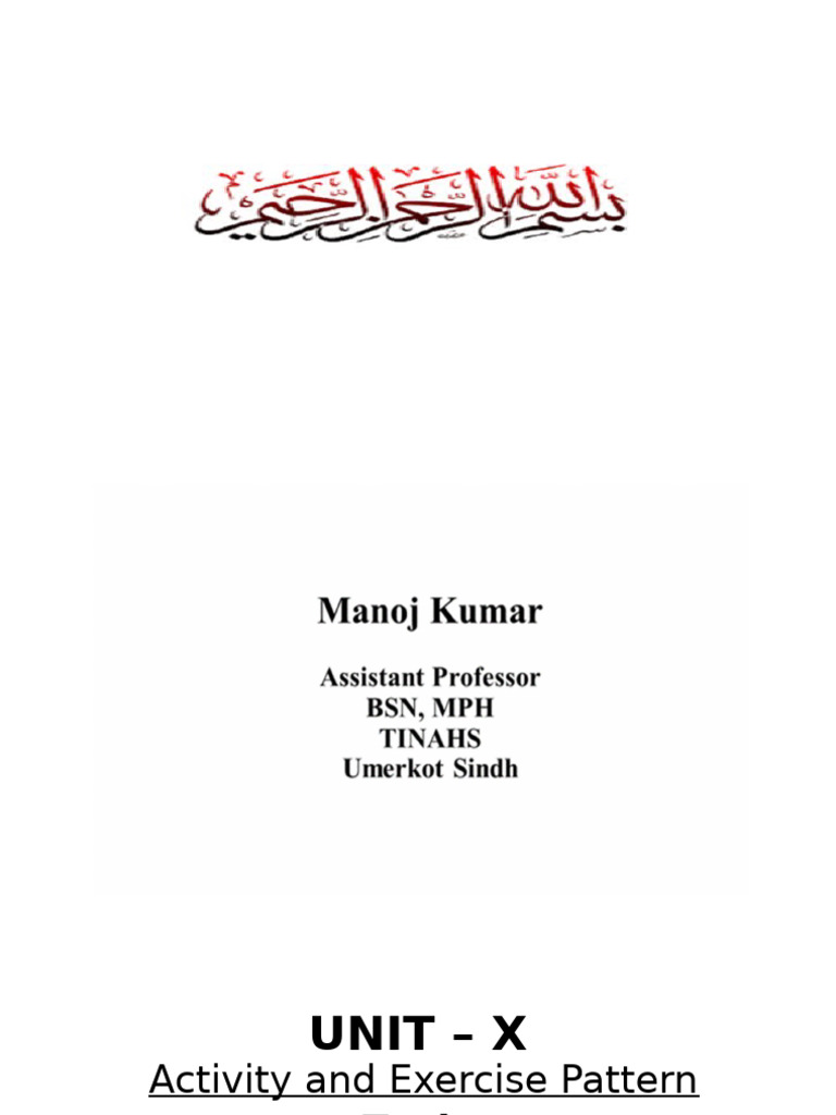 Activity and Exercise Patern. | PDF