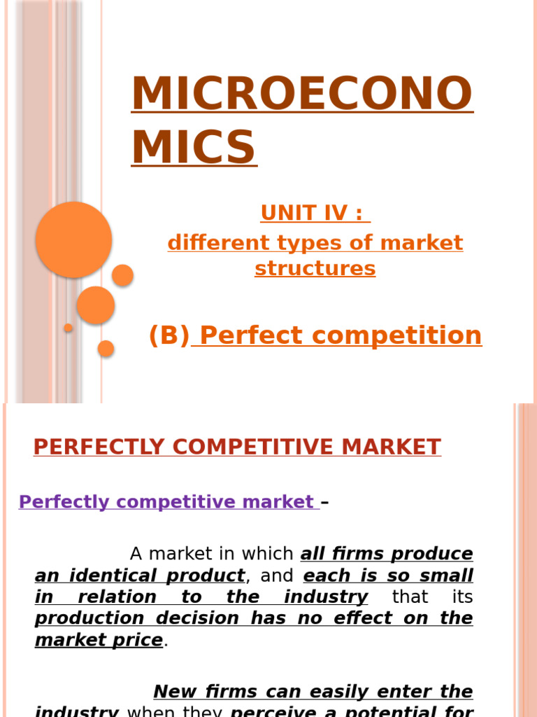 Microeconomics Unit IV - Perfect Competition (New Syllabus) | PDF