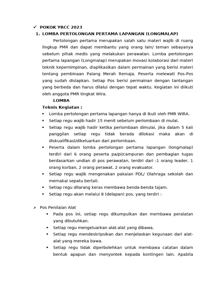 Pokok Yrcc Pmi Uin Fas (Juknis Dan Juklak) | PDF